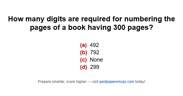 Page Numbering System Requirements | Past Papers MCQs