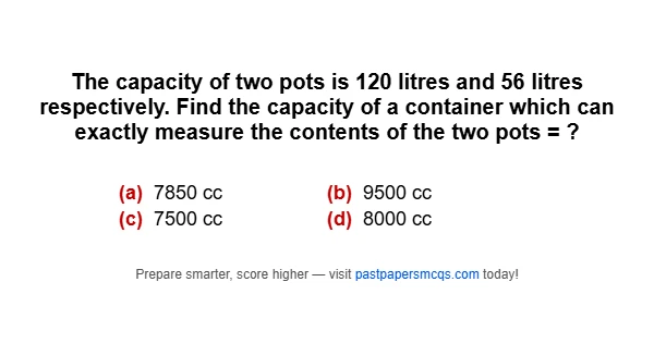 Container Capacity Measurement System | Past Papers MCQs