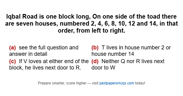 House Number Sequence Analysis | Past Papers MCQs