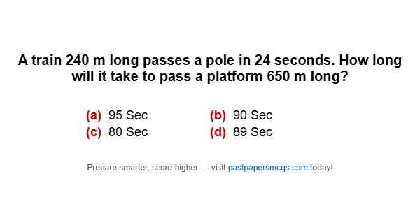 Train Passing Platform Scenario | Past Papers MCQs