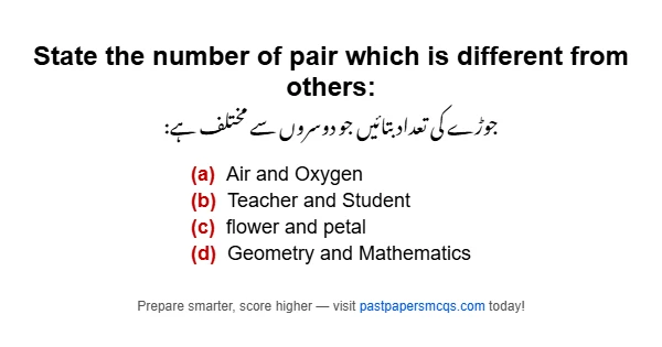 State the number of pair which is different from others:. | Past Papers ...
