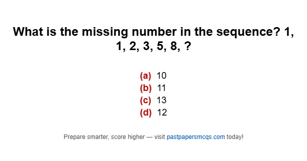 Fibonacci Sequence Completion | Past Papers MCQs