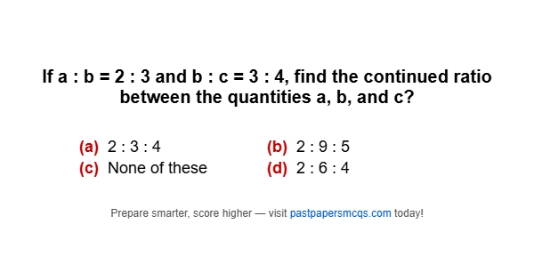 Multi Step Ratio Calculation Problem | Past Papers MCQs