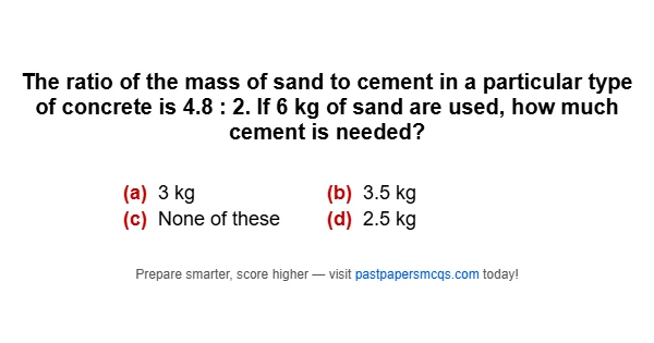 Concrete Mixing Ratios | Past Papers MCQs