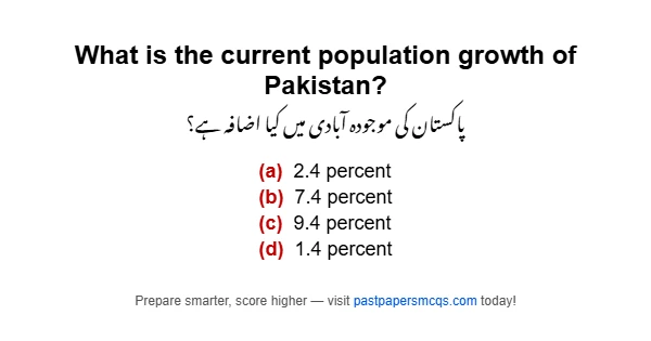 What is the current population growth of Pakistan? | Past Papers MCQs
