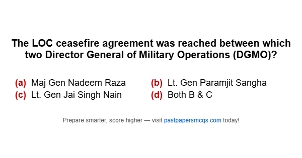India Pakistan Diplomatic Engagement | Past Papers MCQs