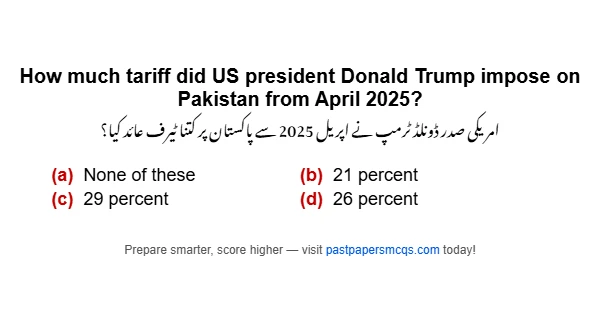 US Tariff Imposition on Pakistan | Past Papers MCQs