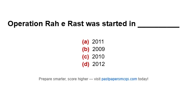 Swat Valley Military Operations And History | Past Papers MCQs