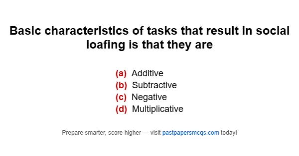 Social Loafing and Task Characteristics | Past Papers MCQs