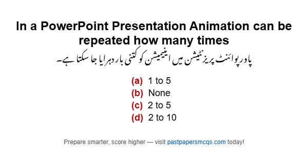 PowerPoint Presentation Animation Options | Past Papers MCQs