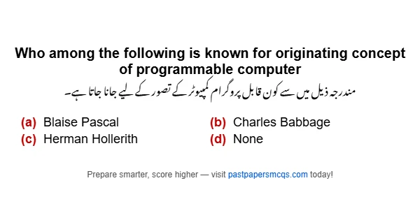 Computer Science Historical Figures | Past Papers MCQs