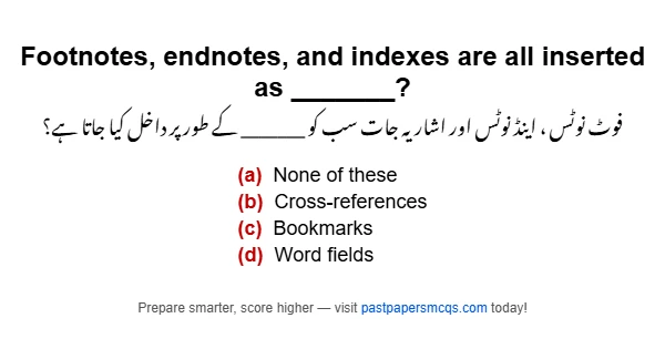 Reference Mark Insertion Options | Past Papers MCQs