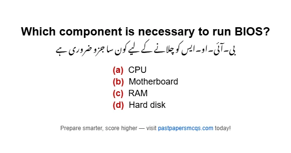 Which component is necessary to run BIOS? | Past Papers MCQs