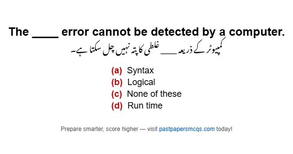 Computer Error Detection Methods | Past Papers MCQs