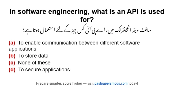 In software engineering, what is an API is used for? | Past Papers MCQs