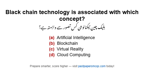 Black chain technology is associated with which concept? | Past Papers MCQs
