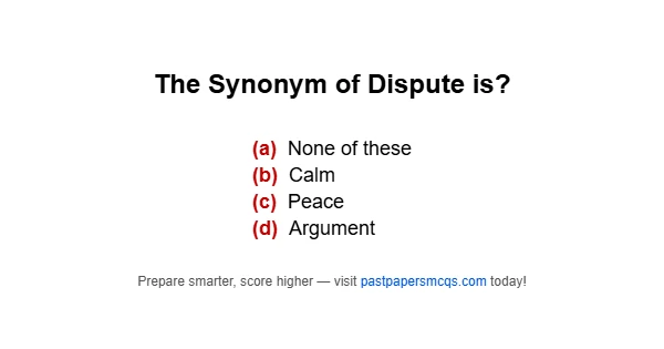 The Synonym of Dispute is? | Past Papers MCQs