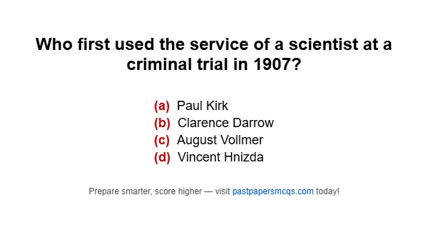 History of Forensic Science in Court | Past Papers MCQs