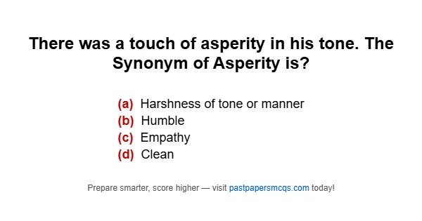 What is the synonym of ASPERITY? | Past Papers MCQs