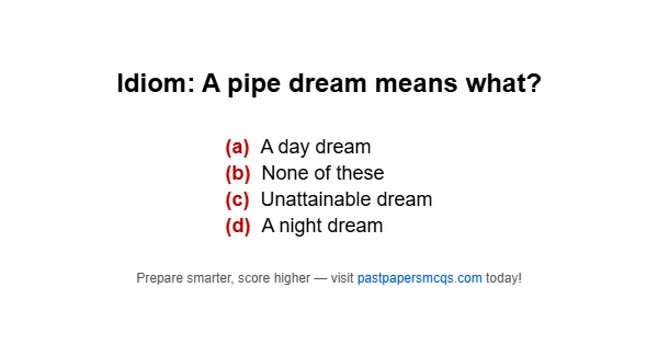 Idiom: A pipe dream means what? | Past Papers MCQs