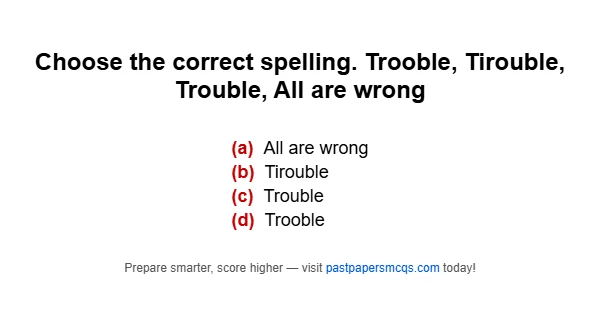 Spelling And Grammar Corrections | Past Papers MCQs