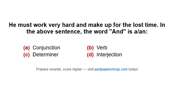 Conjunctions in Sentence Structure | Past Papers MCQs