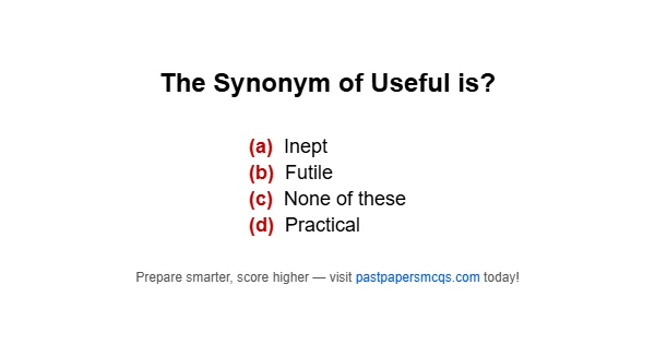 The Synonym of Useful is? | Past Papers MCQs