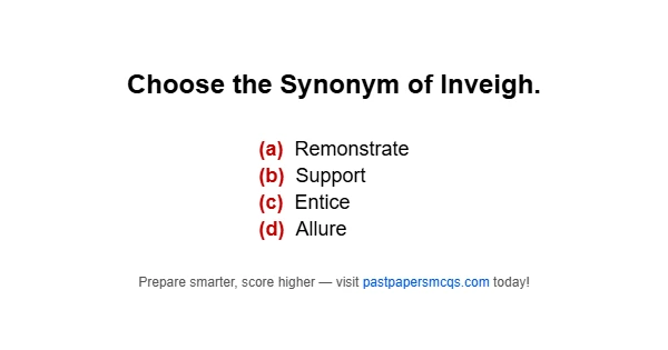 Choose the Synonym of Inveigh. | Past Papers MCQs