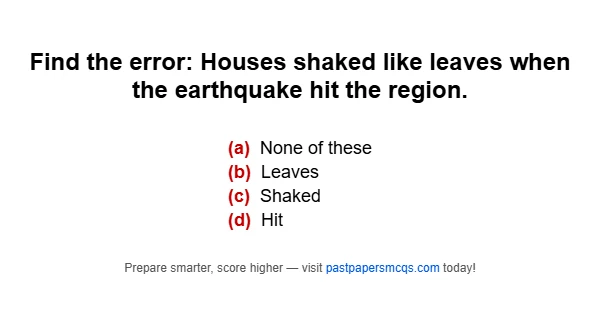 Natural Disaster Response and Recovery | Past Papers MCQs