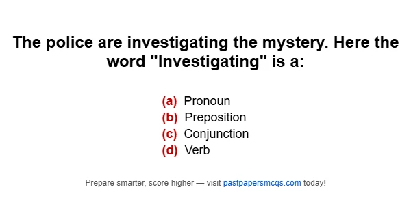Parts of Speech Identification Techniques | Past Papers MCQs