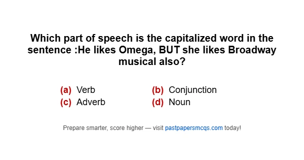 Conjunction and Part of Speech Analysis | Past Papers MCQs