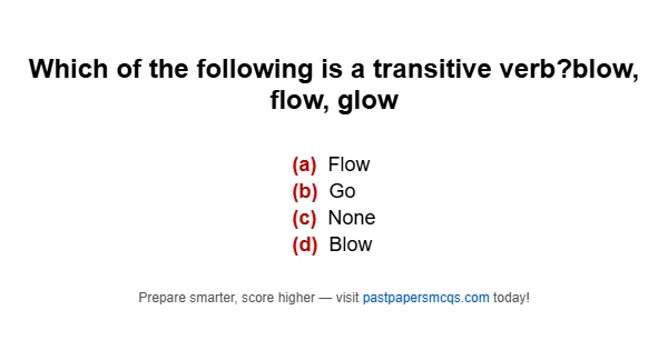 Understanding Transitive Verbs | Past Papers MCQs