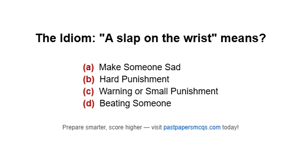 The Idiom: "A slap on the wrist" means? | Past Papers MCQs