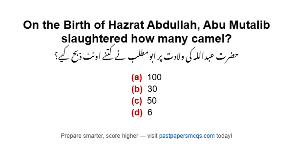Celebrations of Prophetic Birth | Past Papers MCQs