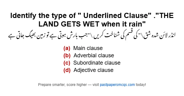 Clause Identification And Sentence Structure | Past Papers MCQs