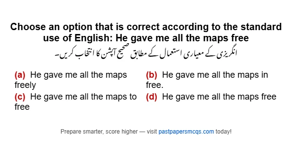 Generosity Sentence Evaluation Method | Past Papers MCQs
