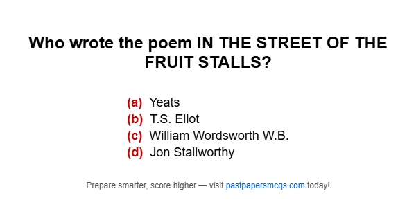 Who wrote the poem IN THE STREET OF THE FRUIT STALLS? | Past Papers MCQs