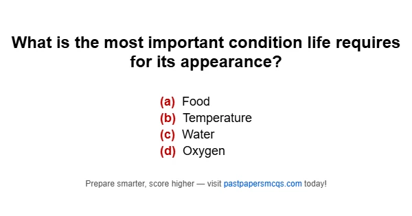 Life Sustainability Conditions | Past Papers MCQs