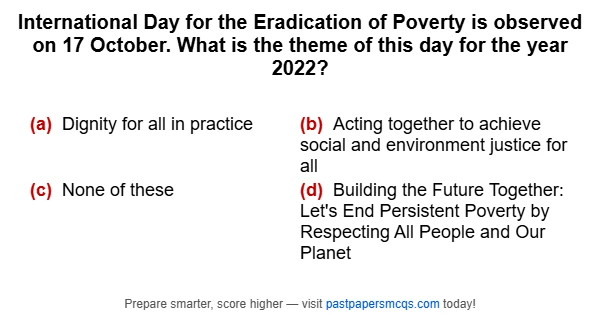 International Poverty Eradication Initiatives | Past Papers MCQs