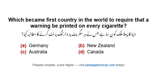 Cigarette Warning Label Regulations | Past Papers MCQs
