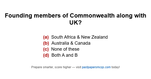 Founding members of Commonwealth along with UK? | Past Papers MCQs