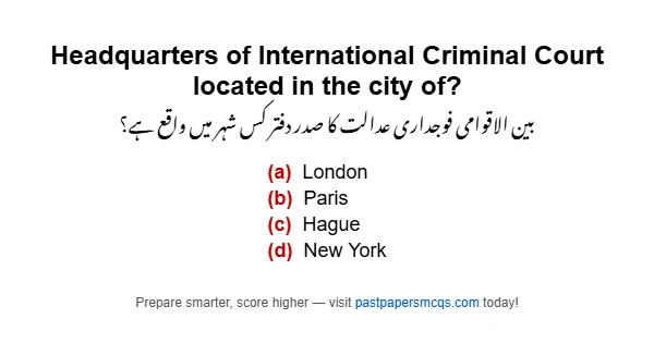 International Criminal Court Headquarters Location | Past Papers MCQs