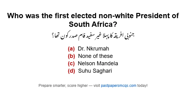 South African Presidential Firsts Achieved | Past Papers MCQs