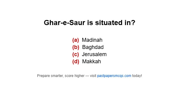 Ghar-e-Saur is situated in? | Past Papers MCQs