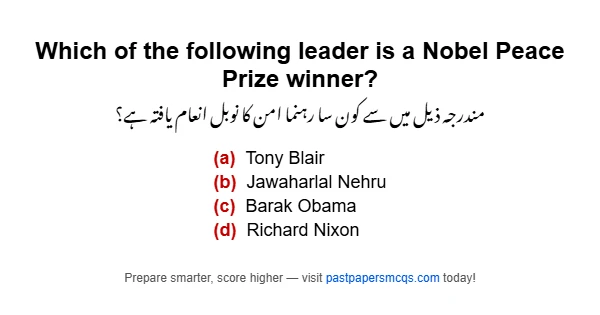 Which of the following leader is a Nobel Peace Prize winner? | Past ...