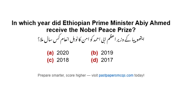 Nobel Peace Prize Recent Winners | Past Papers MCQs