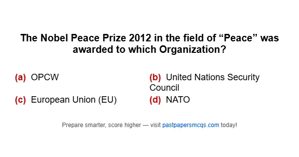 Nobel Peace Prize Winners | Past Papers MCQs