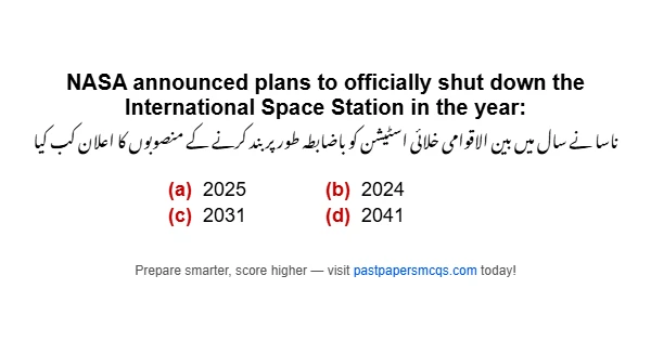 International Space Station Operations and Future Plans | Past Papers MCQs