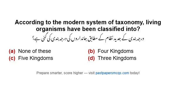 Biological Taxonomy Classification Systems | Past Papers MCQs