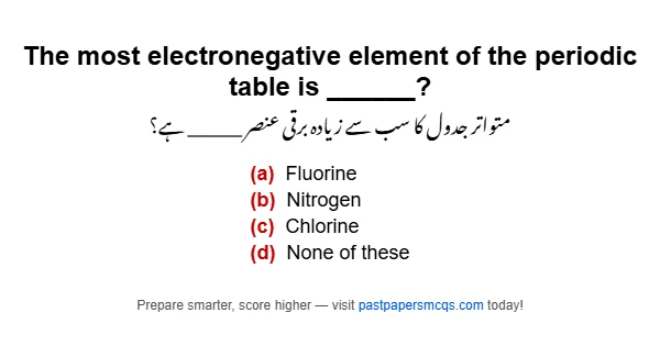 Electronegativity Scale And Element Ranking | Past Papers MCQs